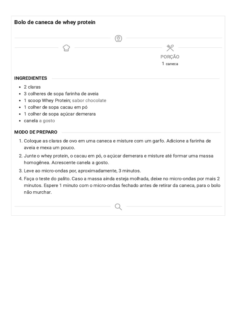 Bolo de Caneca de Whey Protein - Growth Blog | PDF
