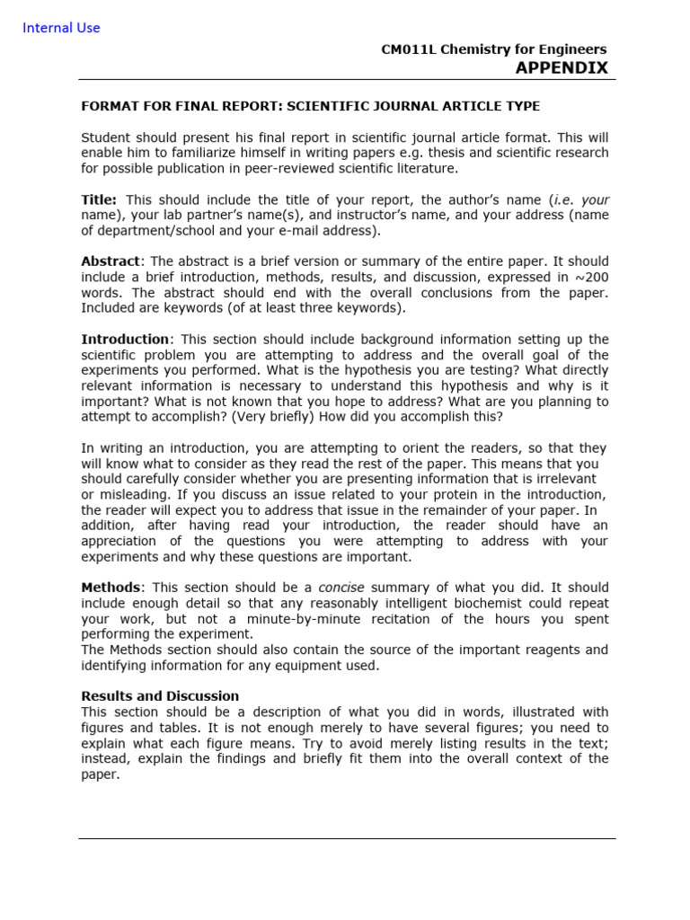CM011L - Format For Final Report 1 | PDF | Experiment | Science