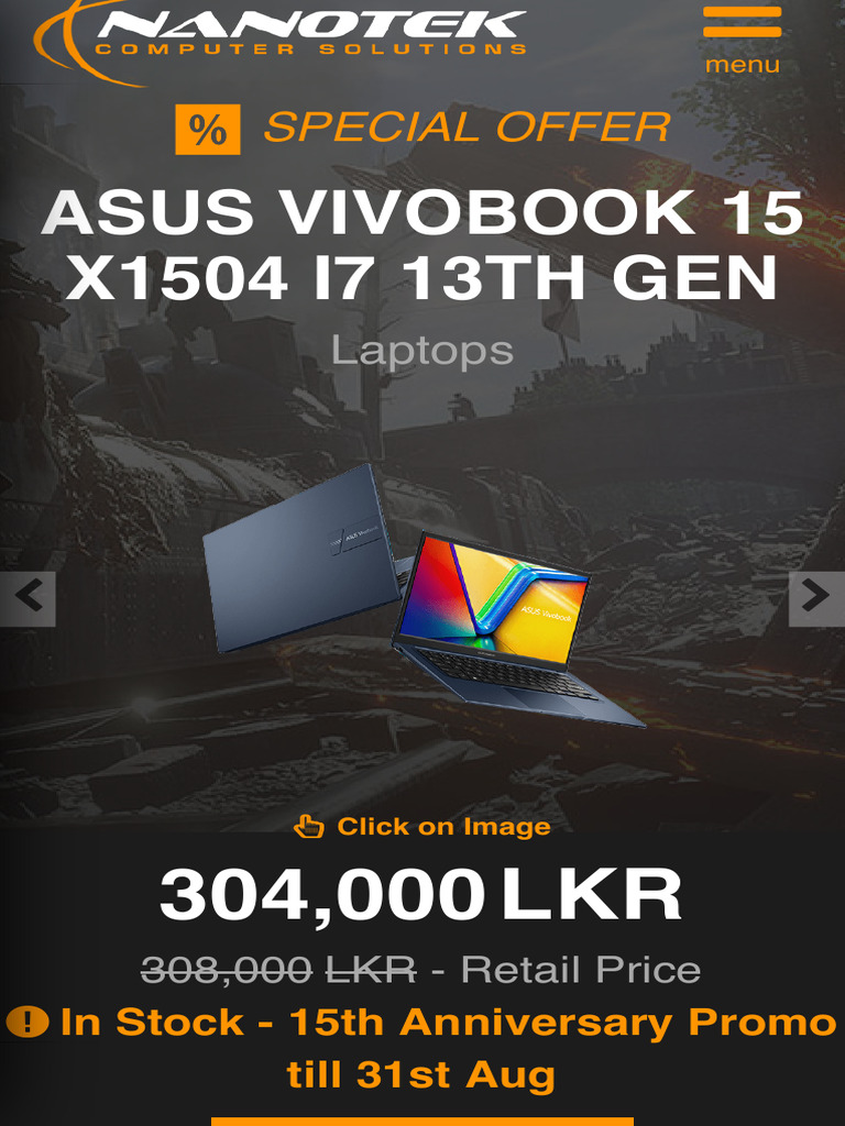 Asus Vivobook 15 X1504 i7 13th GEN Nanotek | PDF