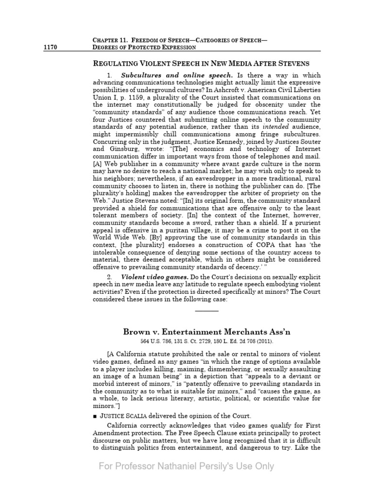 Brown v. Ent. Merch. Ass'n | PDF | First Amendment To The United States ...