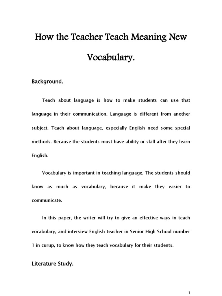 Effective Vocabulary Teaching Methods | PDF | Vocabulary | English Language