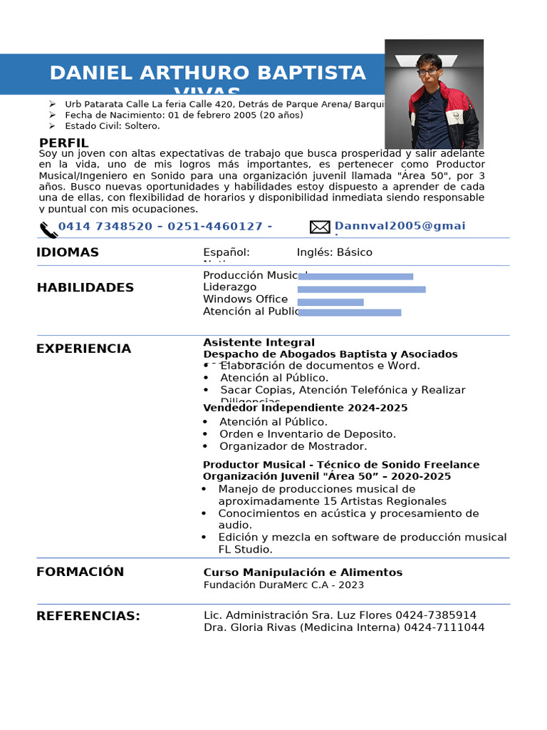 Curriculum Vitae Daniel Baptista Vivas-1 | PDF