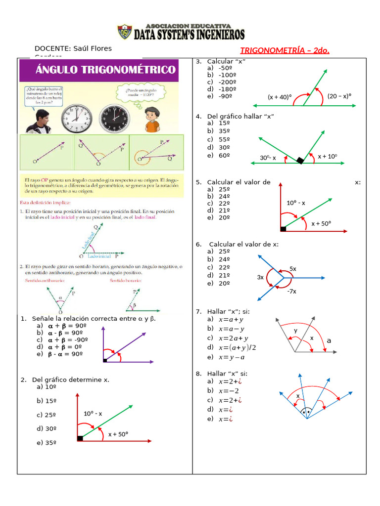 Ángulo Trigonométrico 2do 2025 | PDF | Geometría Elemental | Geometría euclidiana