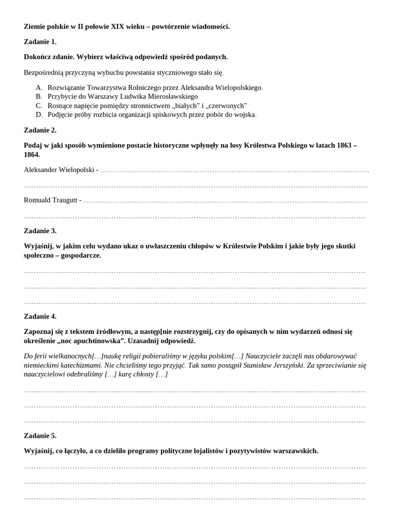 Ziemie Polskie W II Połowie XIX Wieku | PDF