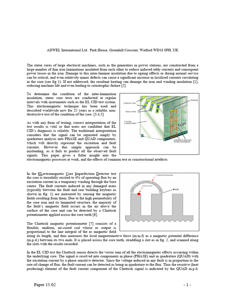 Analysis Of Stator Core Faults Elcid Vector Diagram Pdf Flux Electromagnetic Induction