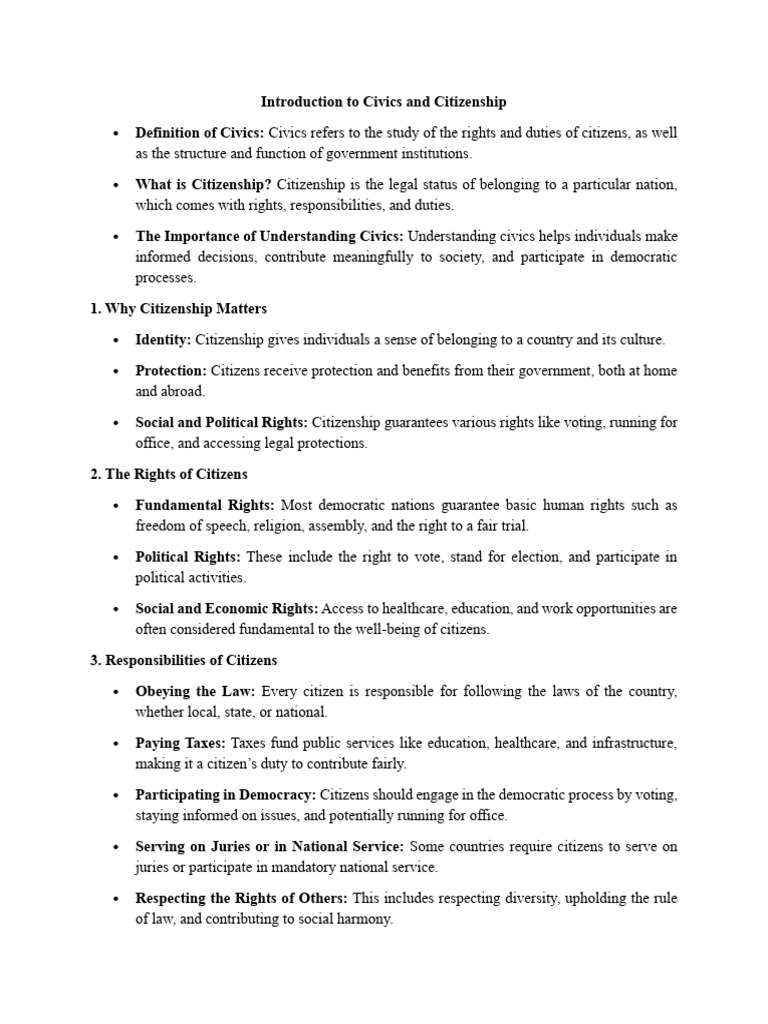 Notes For Civics & Community Engagement | PDF | Government Of Pakistan ...