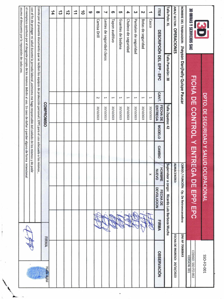 Registro de Entrega de EPP | PDF