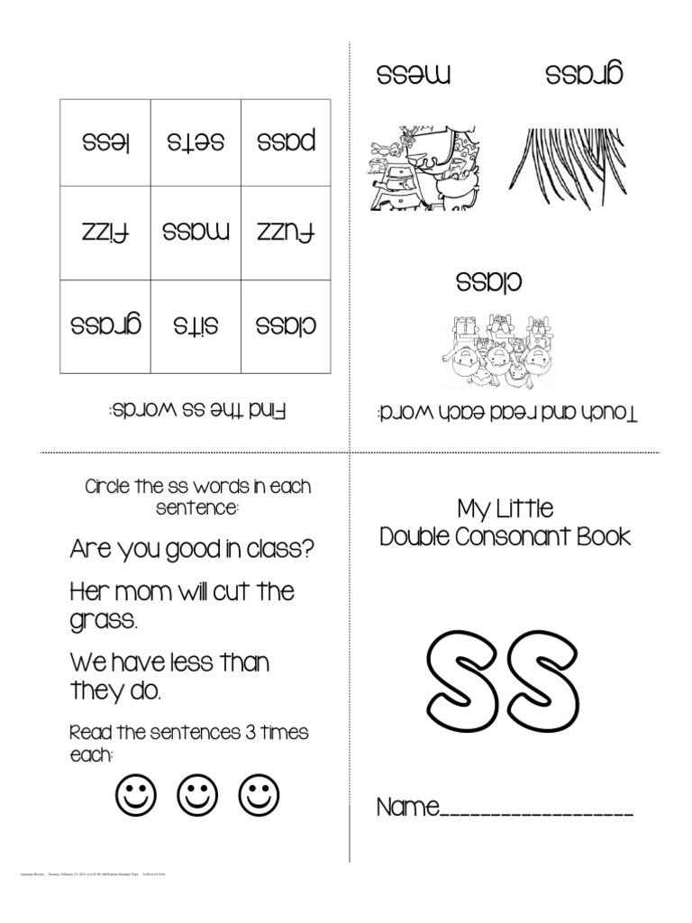 Double Consonant Word Activities | PDF