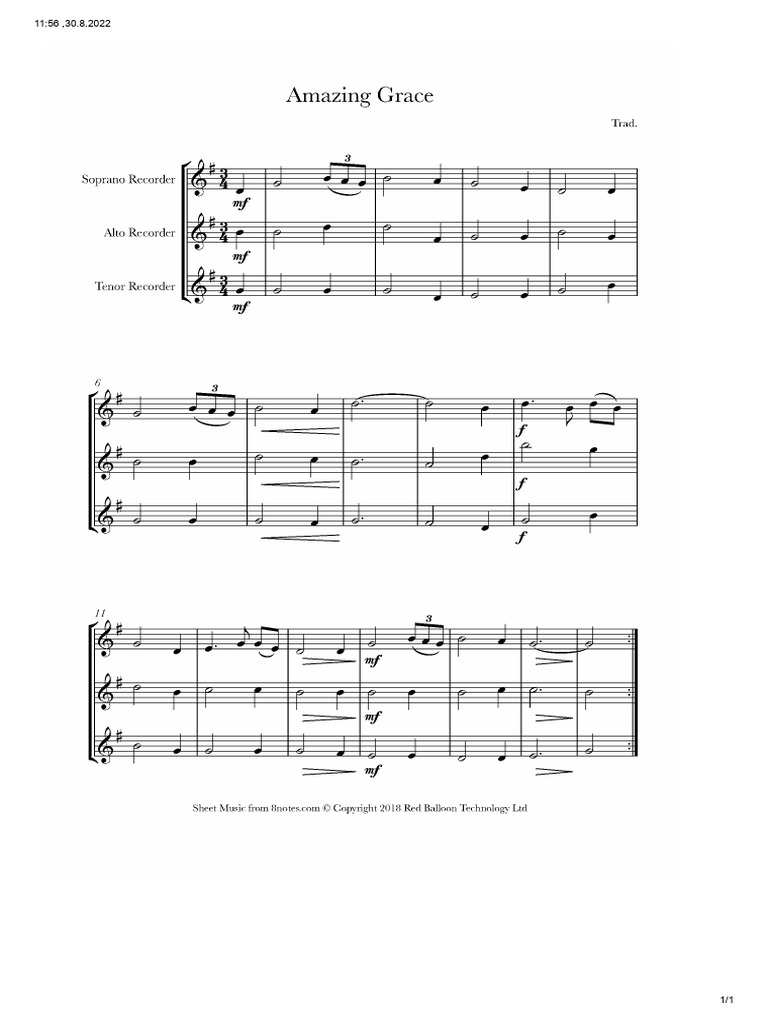 Amazing Grace - Recorders | PDF
