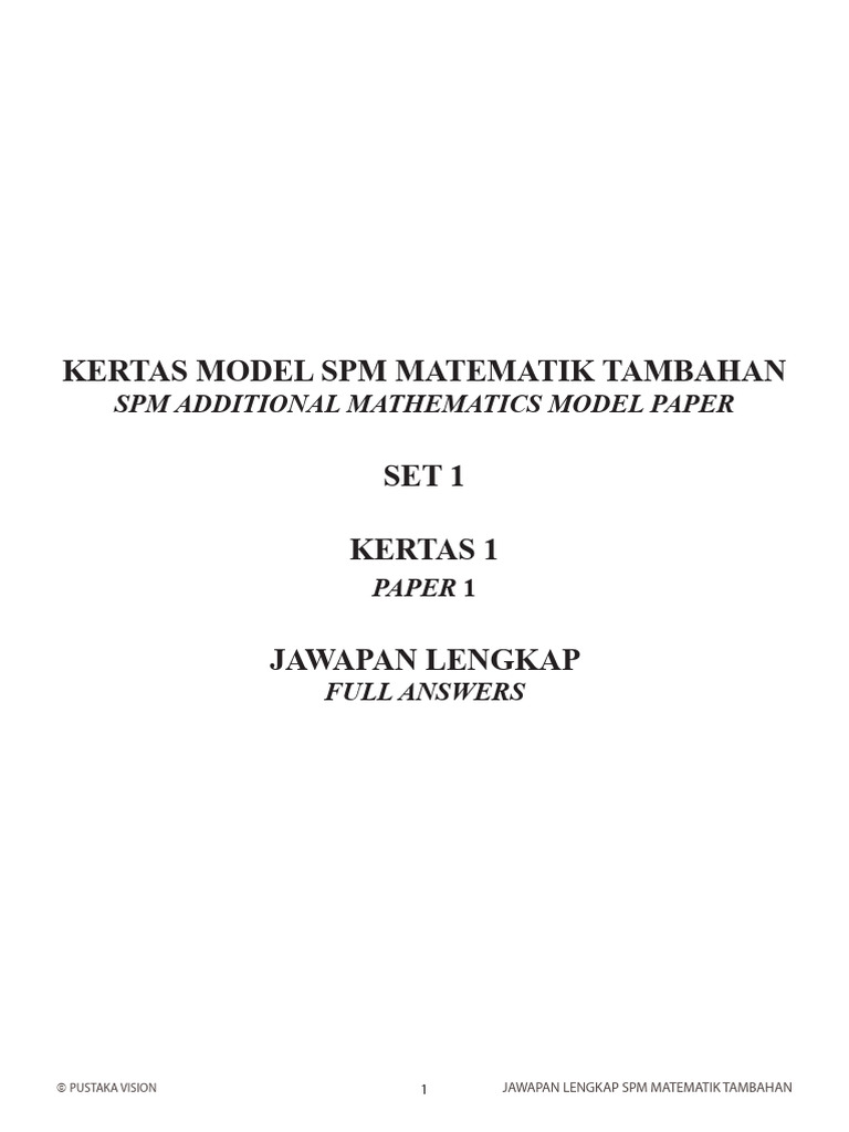 Add Maths Questions Paper Full Answer Set 1 | PDF | Analytic Geometry ...