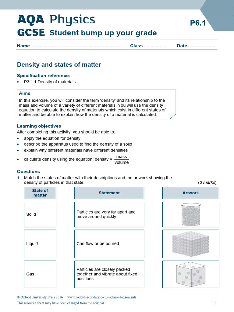 Understanding Density and States of Matter | PDF | Density | Gases