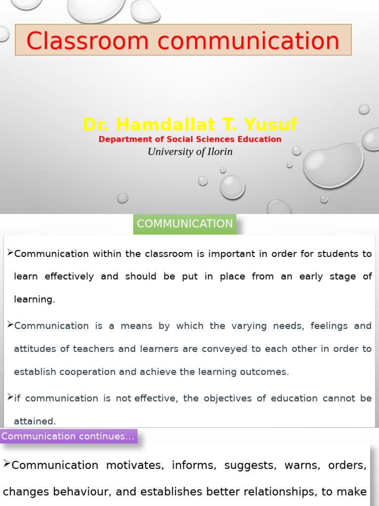 EDU 412 - Classroom Communication | PDF | Communication | Nonverbal ...