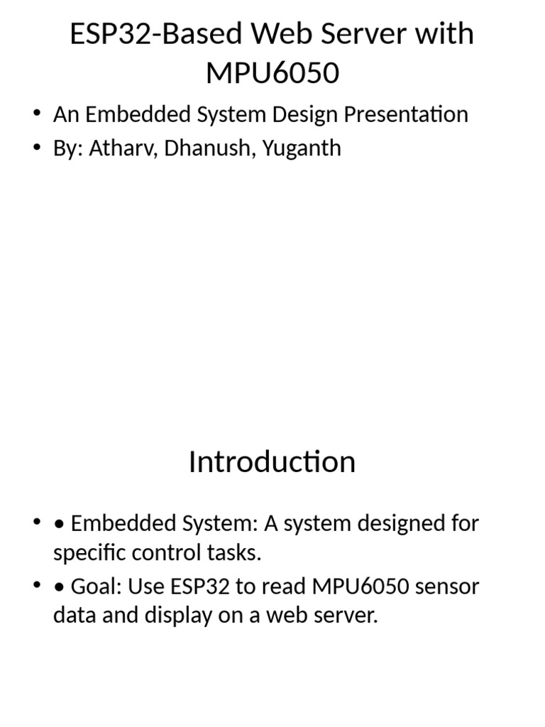 ESP32 Web Server With MPU6050 Presentation | PDF