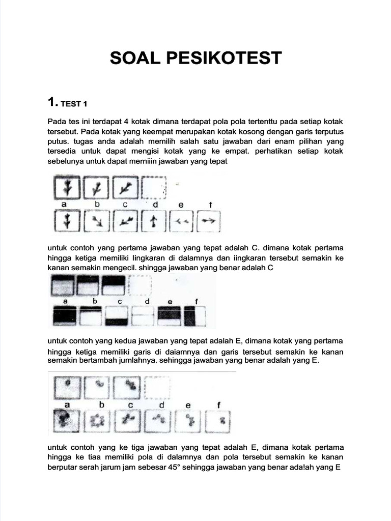 Soal Psikotest: Pilihan Ganda dan Pola | PDF