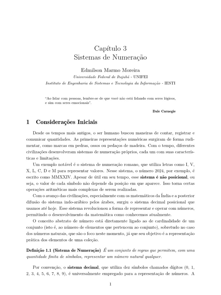 Cap03 SistemasNumeracao Notas | PDF | Decimal | Números
