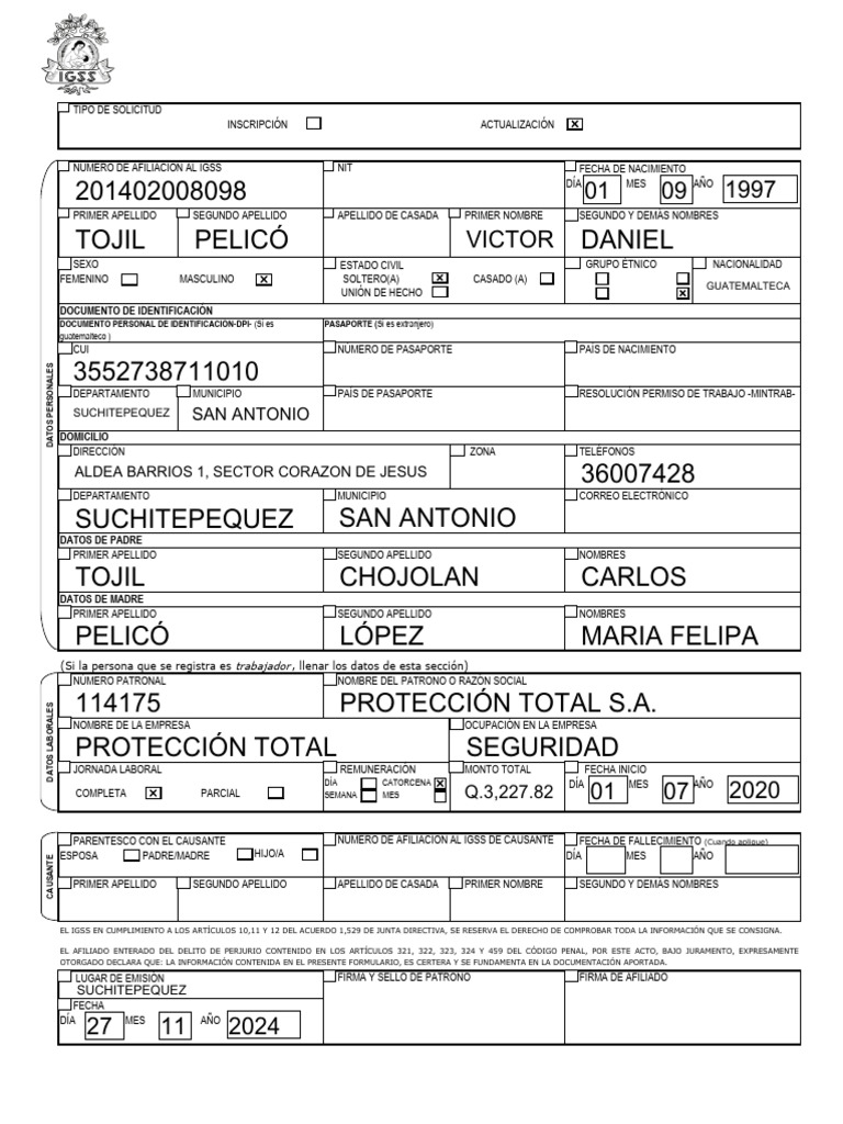 Formulario DRPT 59 IGSS Rev 2023 | PDF | Guatemala