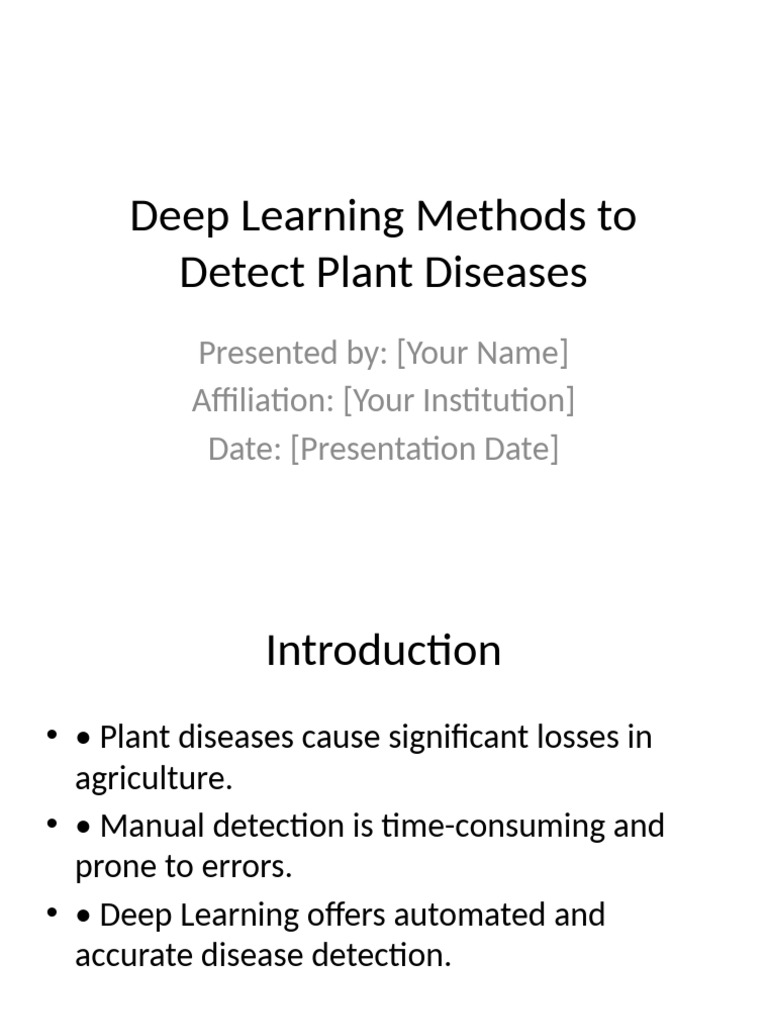 Deep Learning for Plant Disease Detection | PDF