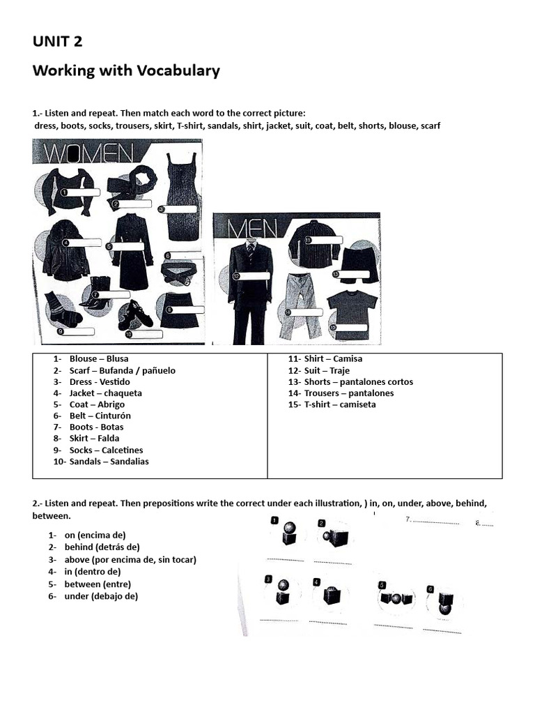 Working With Vocabulary UNIT 2 | PDF | Ropa | Moda