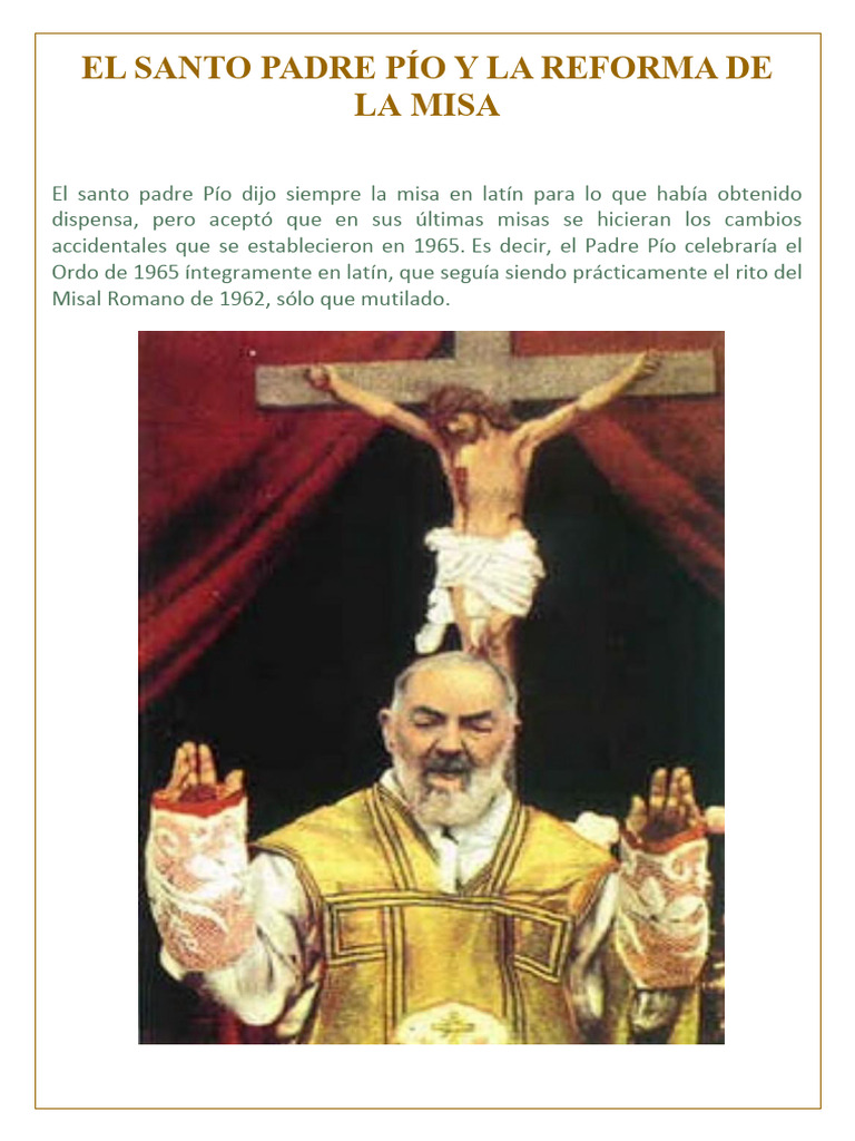 Padre Pío y la Reforma de la Misa | PDF | Concilio Vaticano II ...