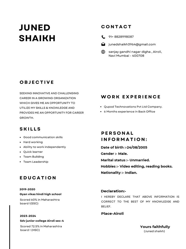 Juned Shaikh (1) | PDF