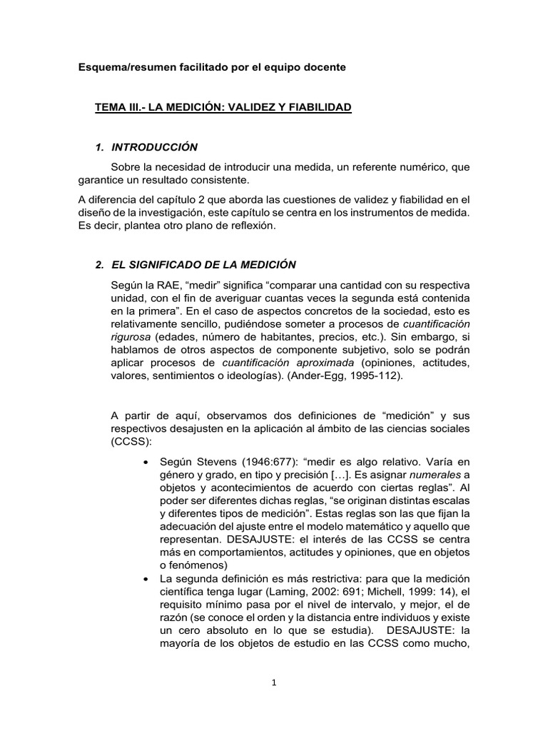 TEMA_III__esquema_resumen | PDF | Validez (Estadísticas) | Medición