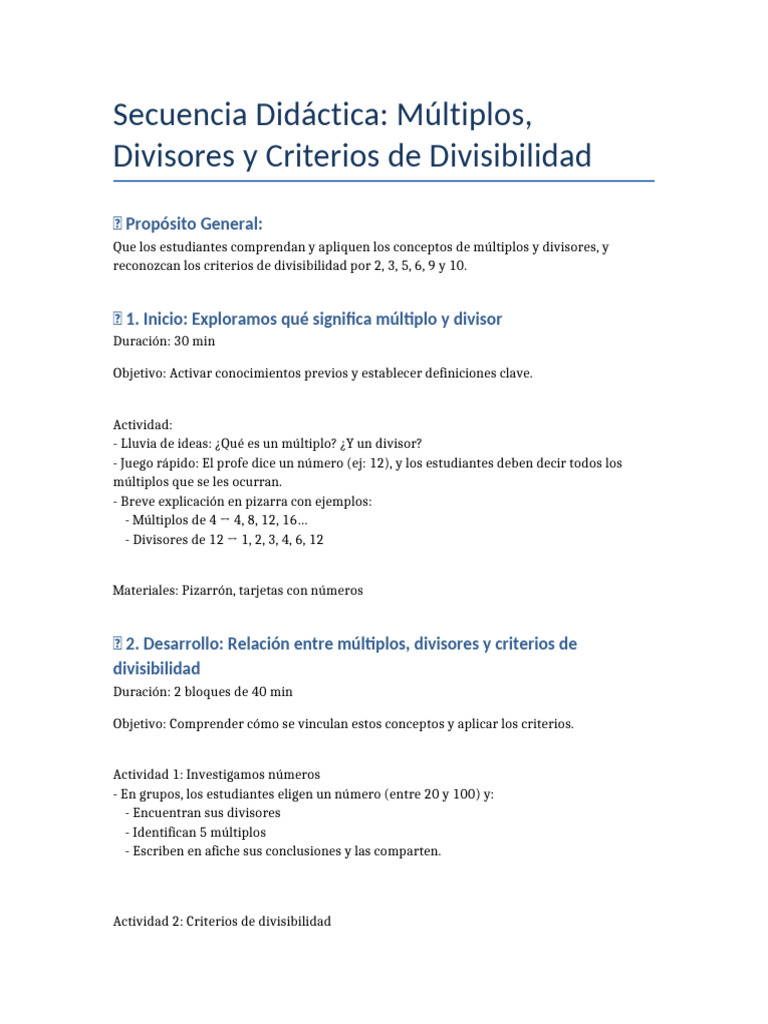 Múltiplos y Divisores en Matemáticas | PDF