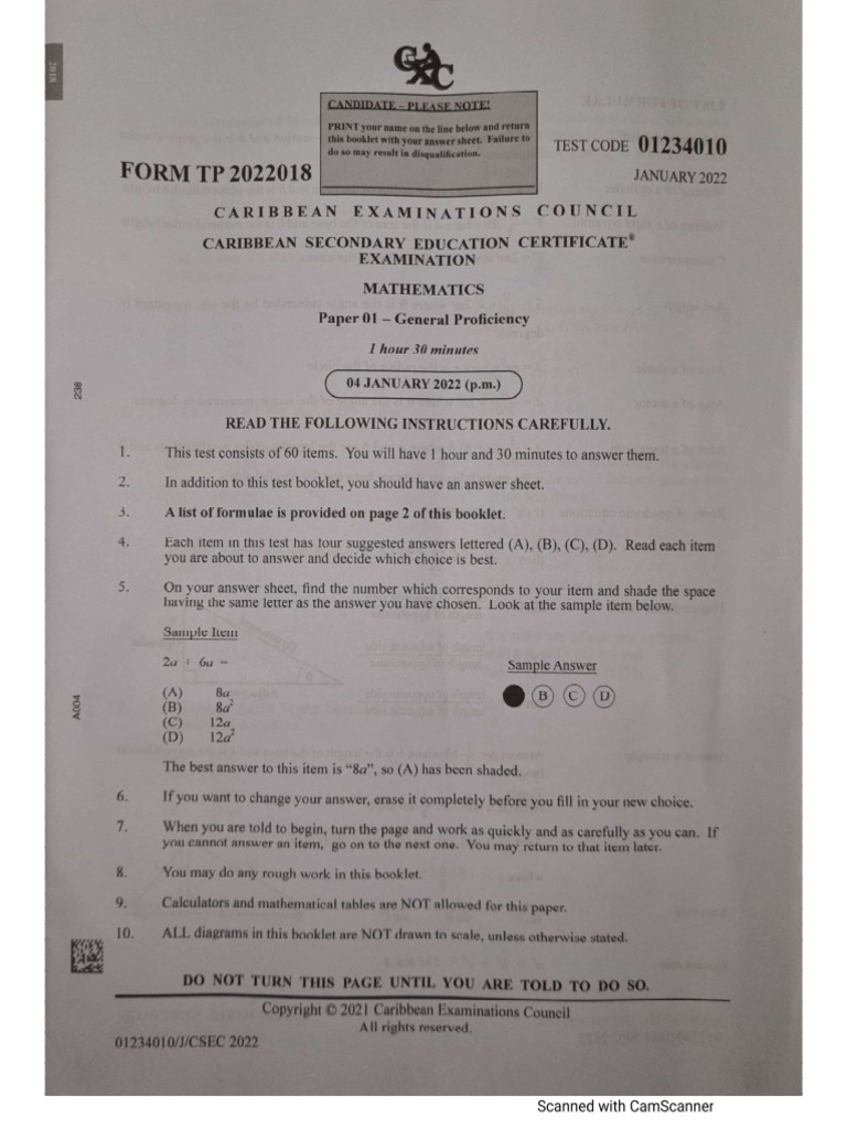 JAN 2022 P1 Math | PDF