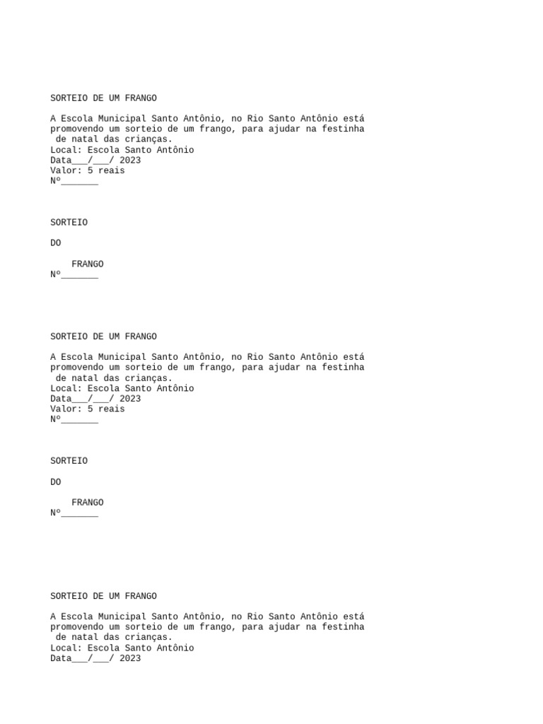 SORTEIO DE UM FRANGO | PDF