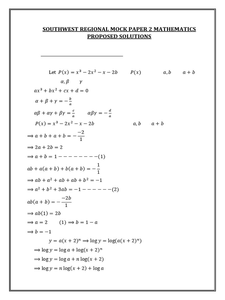 Southwest Mock P2 Solutions | PDF | Mathematics | Mathematical Analysis