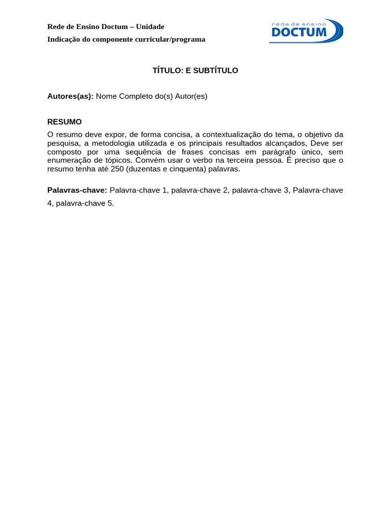 Modelo de Resumo | PDF