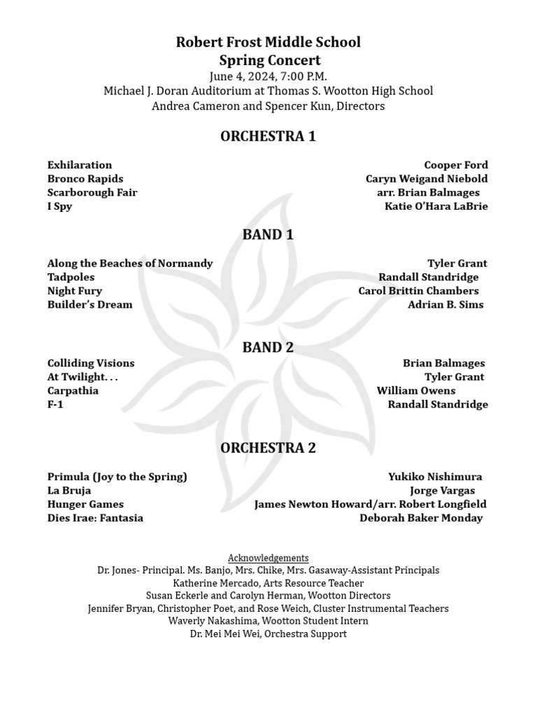 Spring Concert Program 2024 | PDF | Woodwind Instruments | Orchestras