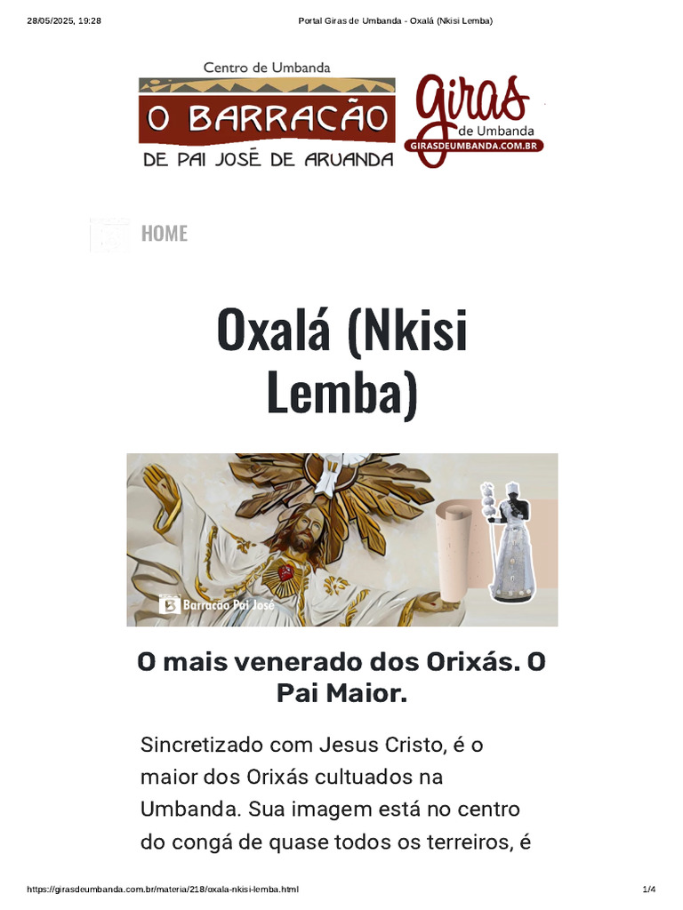 Oxalá: Orixá da Paz e Criação na Umbanda | PDF | Fés religiosas