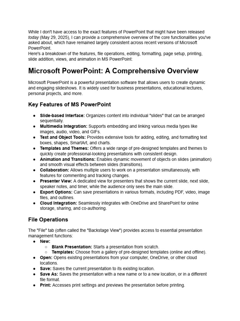 Key Features of Microsoft PowerPoint | PDF | Microsoft Power Point ...
