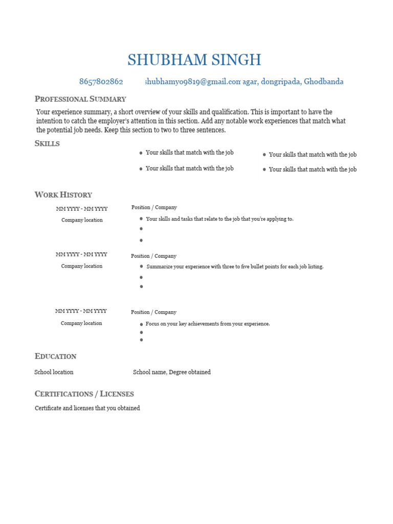 Simple Resume Template | PDF