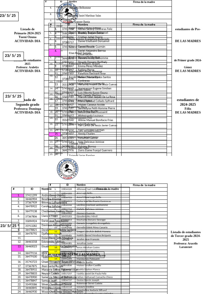 Listados Escolar | PDF