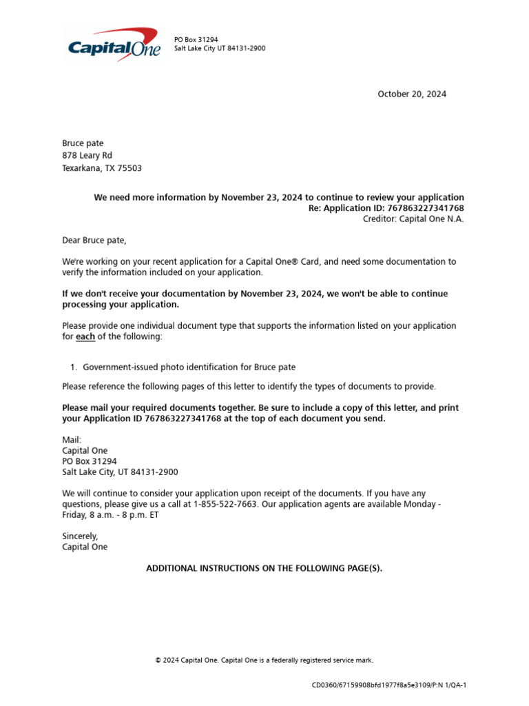 Additional Information Letter | PDF | Identity Document | Government ...