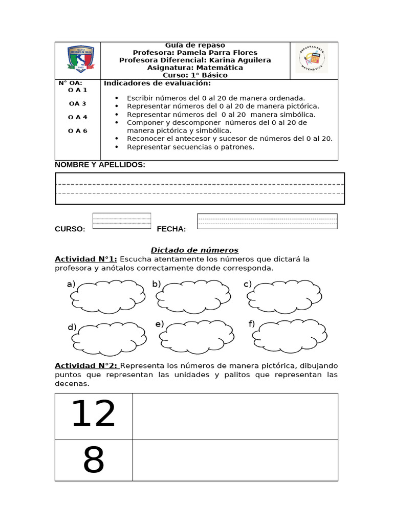 1 ° Básico Guía de Repaso | PDF