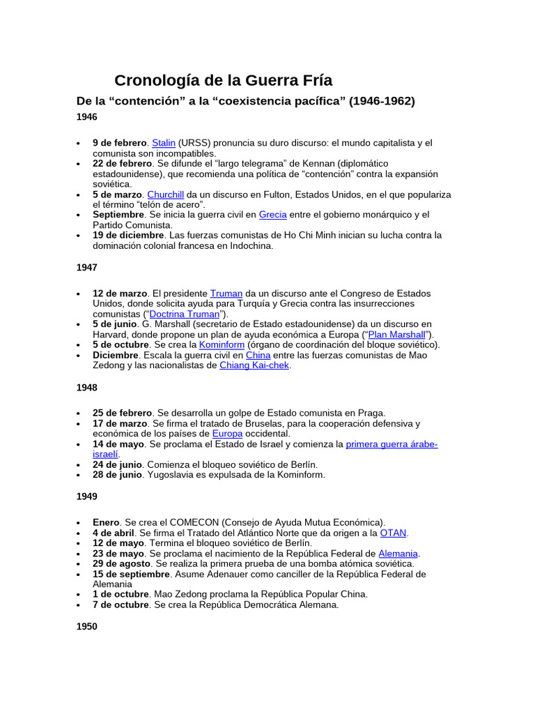 Cronología de la Guerra Fría | PDF | Crisis de los misiles cubanos ...