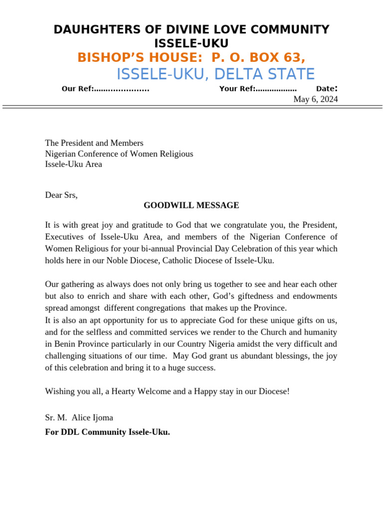 Congratulatory Message From Issele-Uku Community, For NCWR May 6, 2024 ...