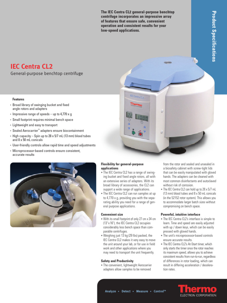 Thermo Iec Centra cl2 Brochure | PDF | Centrifuge