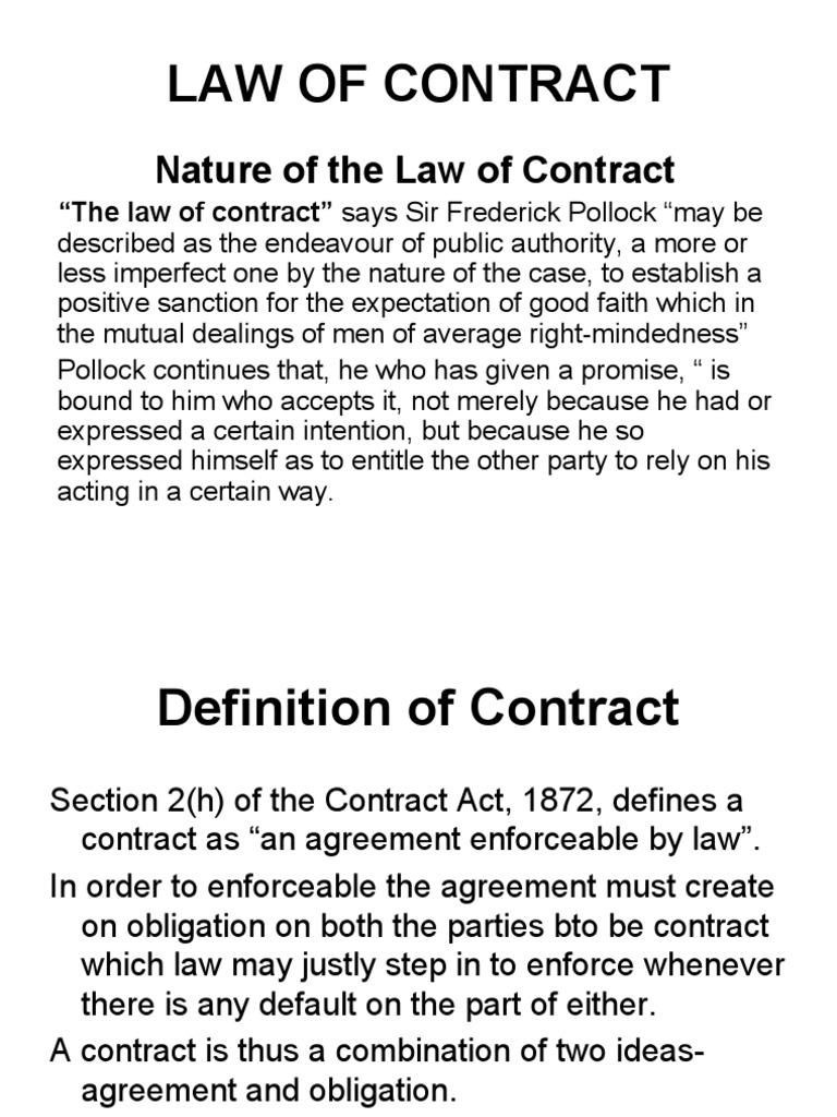 Law of Contract | PDF | Consideration | Offer And Acceptance
