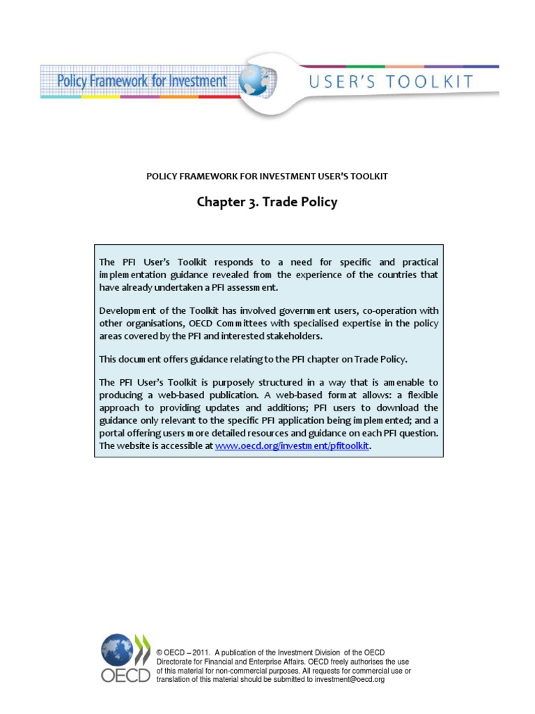 Chapter 3. Trade Policy: Policy Framework For Investment User'S Toolkit ...