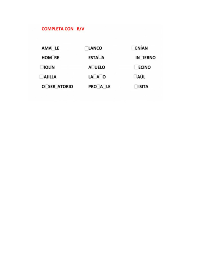 Palabras Con B V | PDF