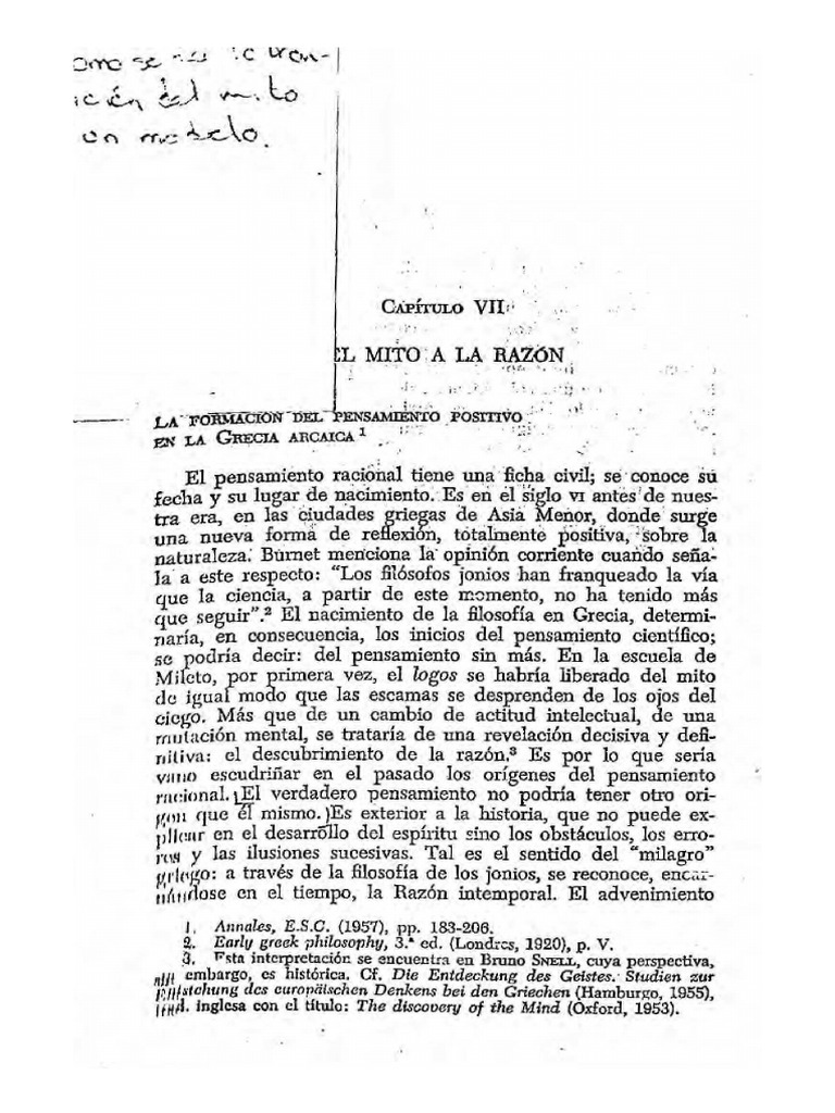 Vernant_Del_mito_a_la_razon | PDF | Platón | Pensamiento