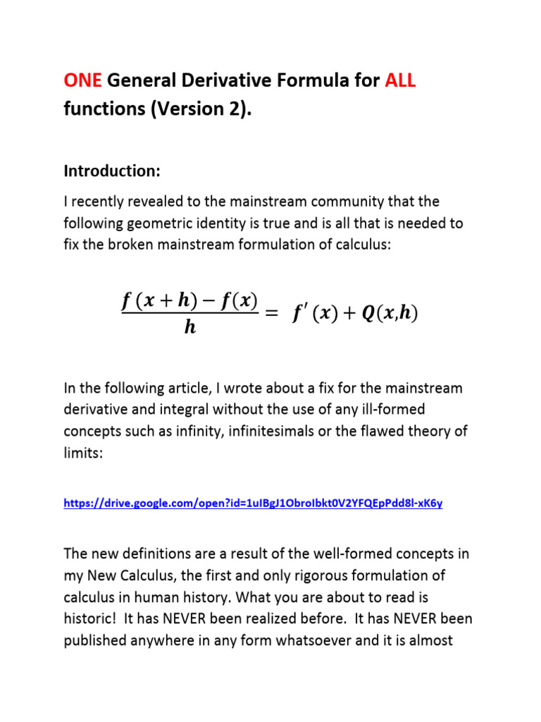 Universal Derivative Formula Explained | PDF | Calculus | Derivative