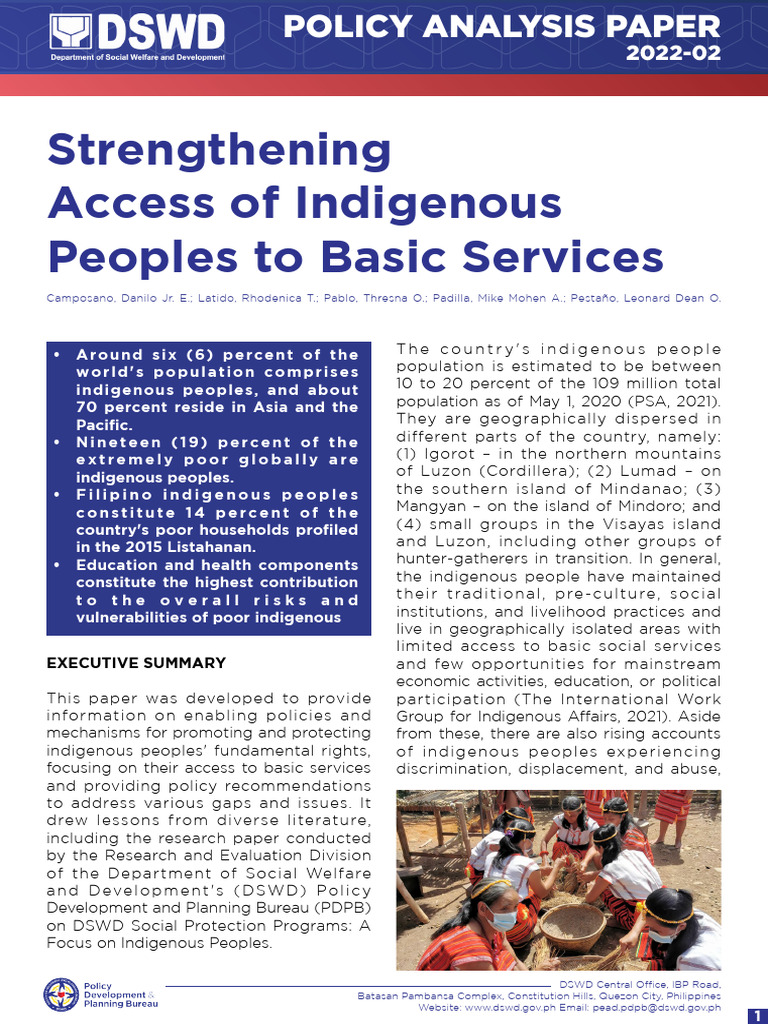 Annex B - STRENGTHENING ACCESS OF INDIGENOUS PEOPLES TO BASIC SERVICES ...