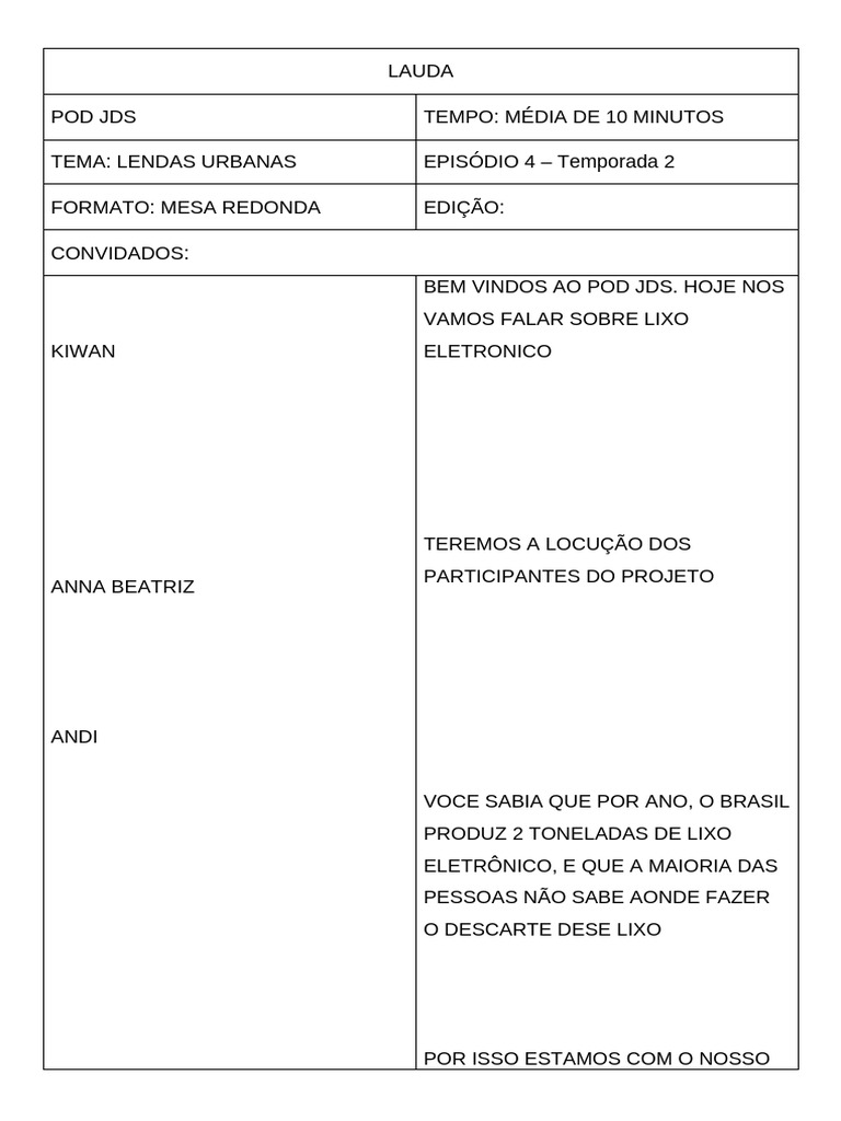 Modelo Lauda Simples | PDF