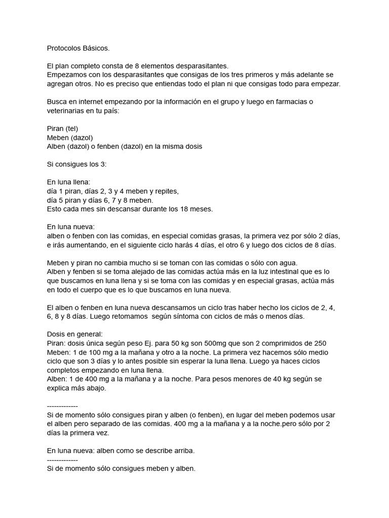 Protocolo Básico Desparasitación | PDF