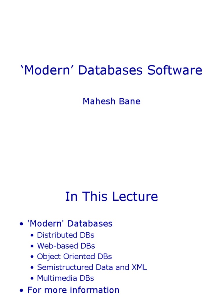 Modern' Databases Software | PDF | Object (Computer Science) | Databases