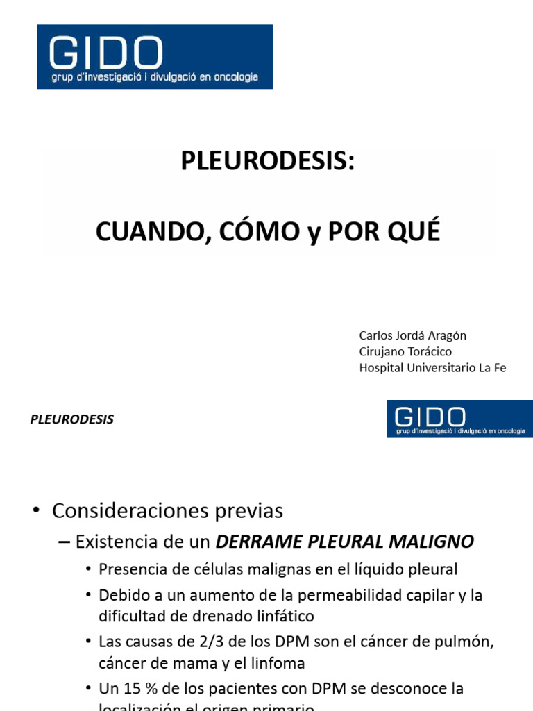 Pleurodesis DR Jordá | PDF | Cáncer | Medicina CLINICA